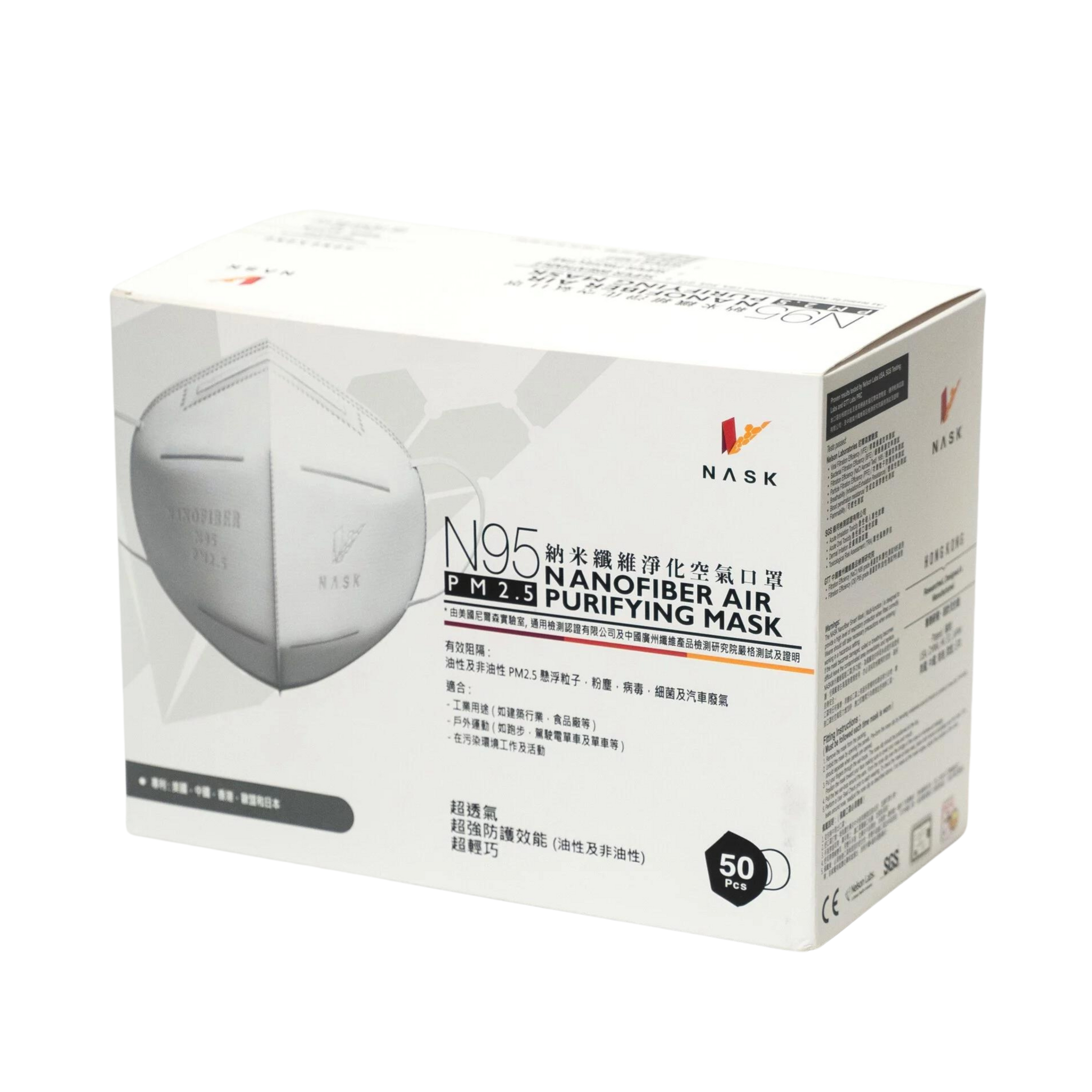 NASK Nanofiber Respirator/ Medical Mask (PM2.5)50 tablets/box